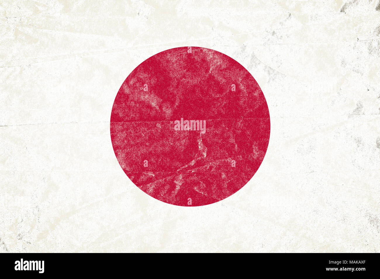 Realistic illustration of Japanese flag on torned, wrinkled, dirty ...