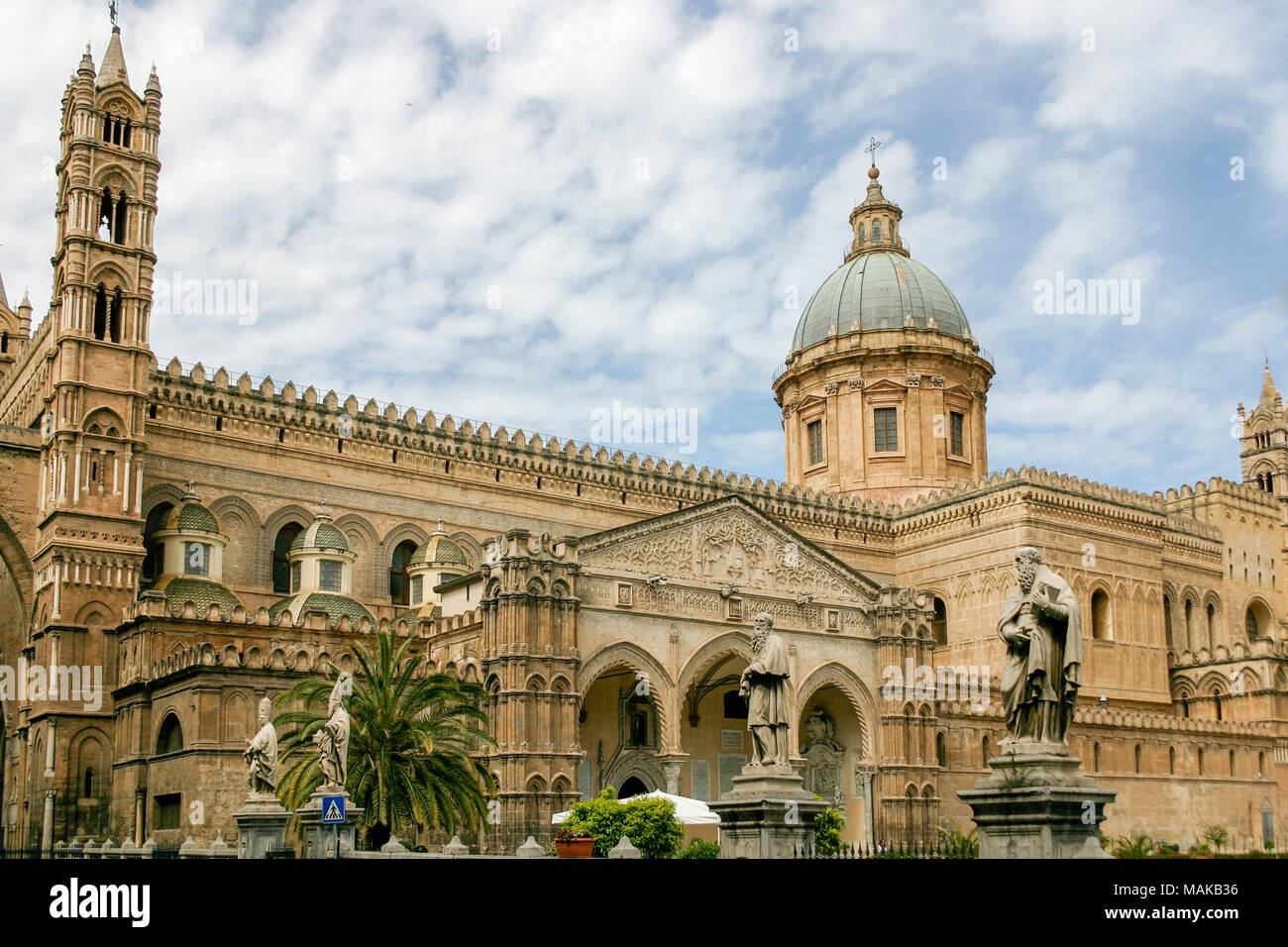 The architecture of Palermo Cathedral, Palermo, Sicily, Italy. Started ...