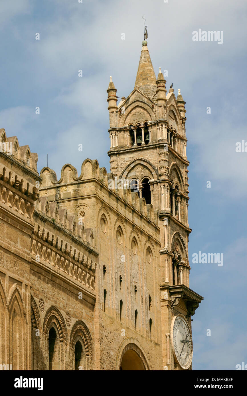 The architecture of Palermo Cathedral, Palermo, Sicily, Italy. Started ...