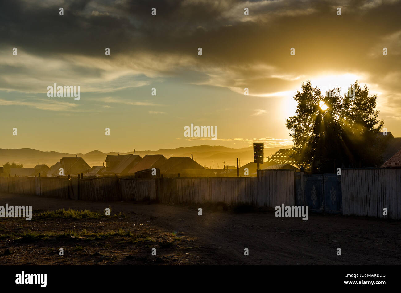 Sunset in Murun, Mongolia Stock Photo - Alamy