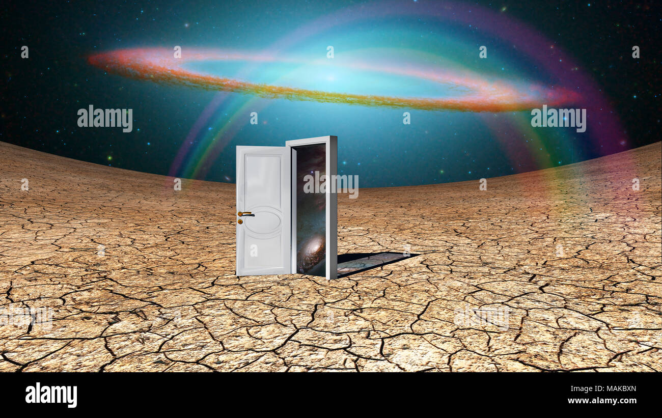 Surrealism. Door to another dimension Stock Photo - Alamy