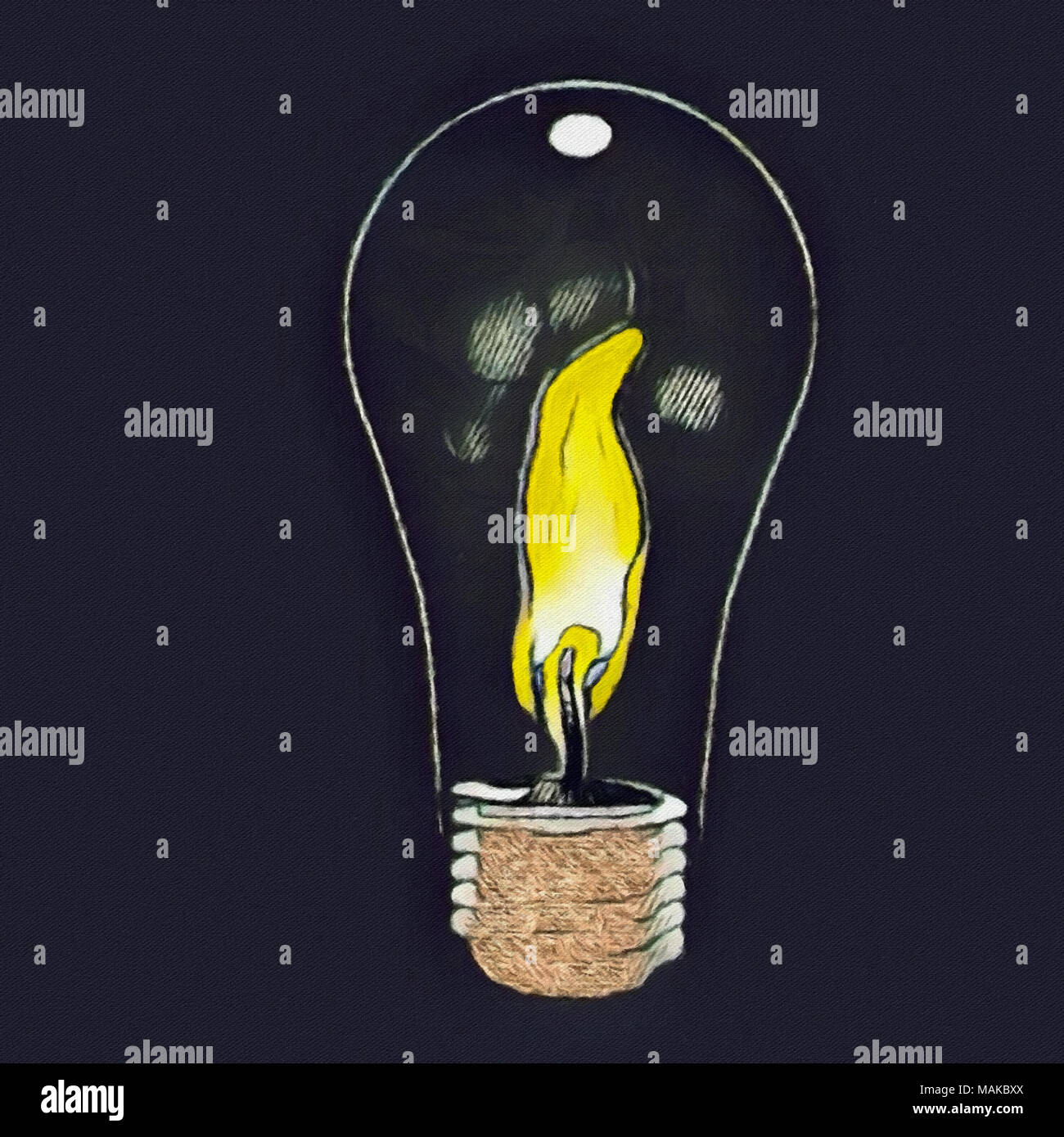 Surrealism. Light bulb with candle light inside Stock Photo - Alamy