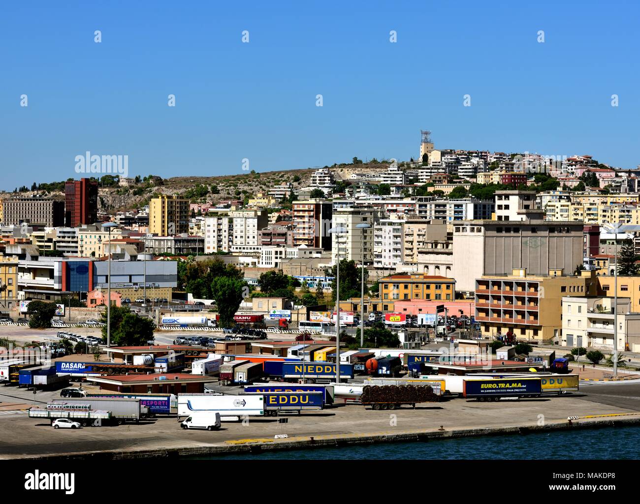Cagliari, Italy - September 2017:Modern port and town of Cagliari Stock ...