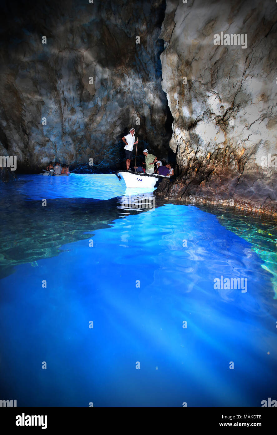 Blue cave, island Vis, Croatia. Famous tourist destination on Adriatic ...