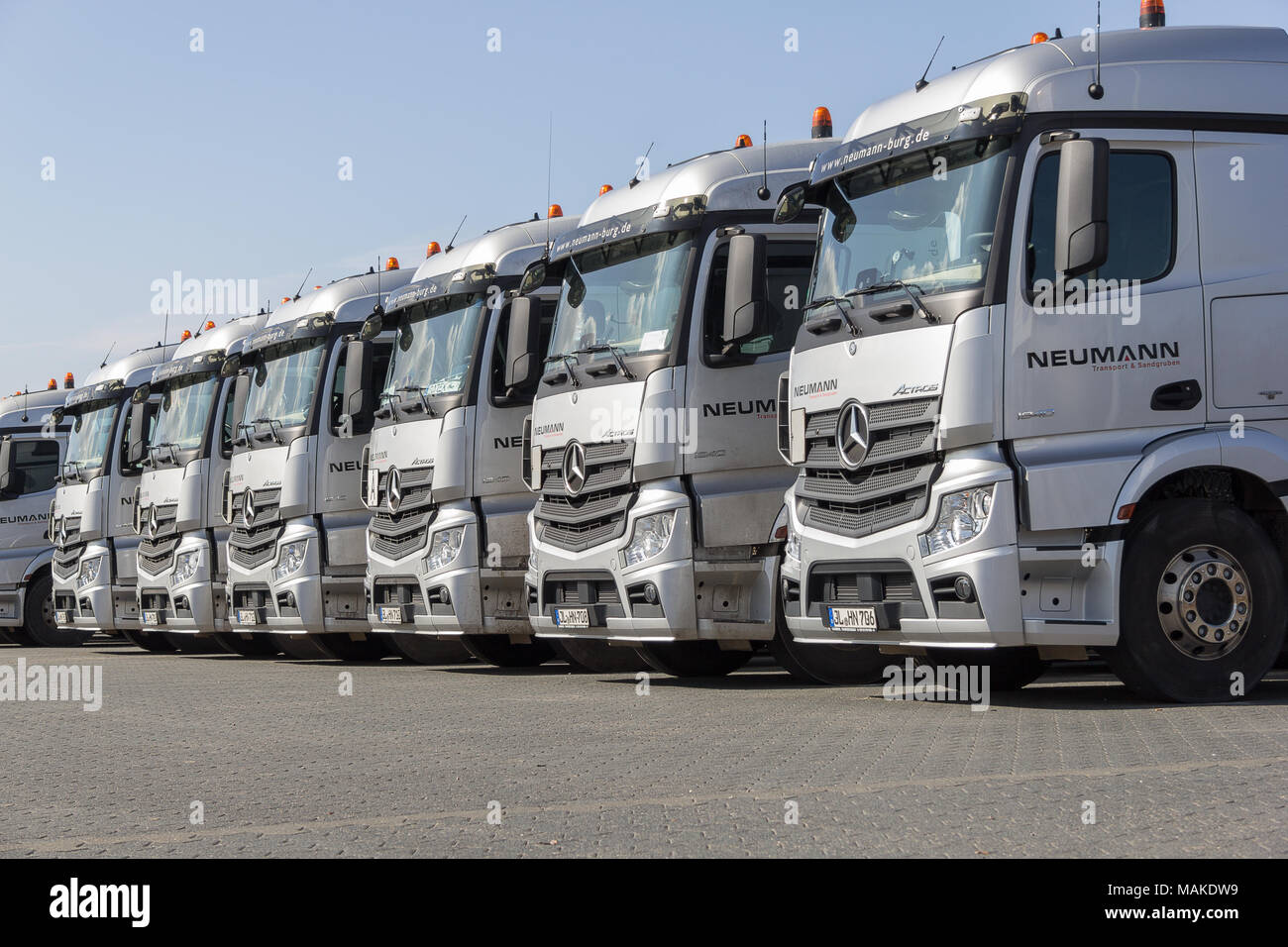 BURG / GERMANY - JUNE 11, 2017: german Mercedes Benz Actros trucks from ...