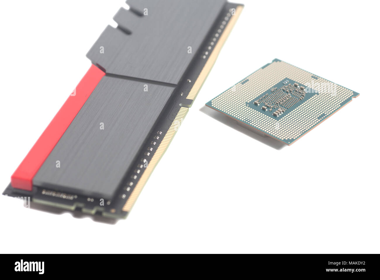 High performance DDR4 computer memory RAM and Central processing unit CPU processor microchip on ...