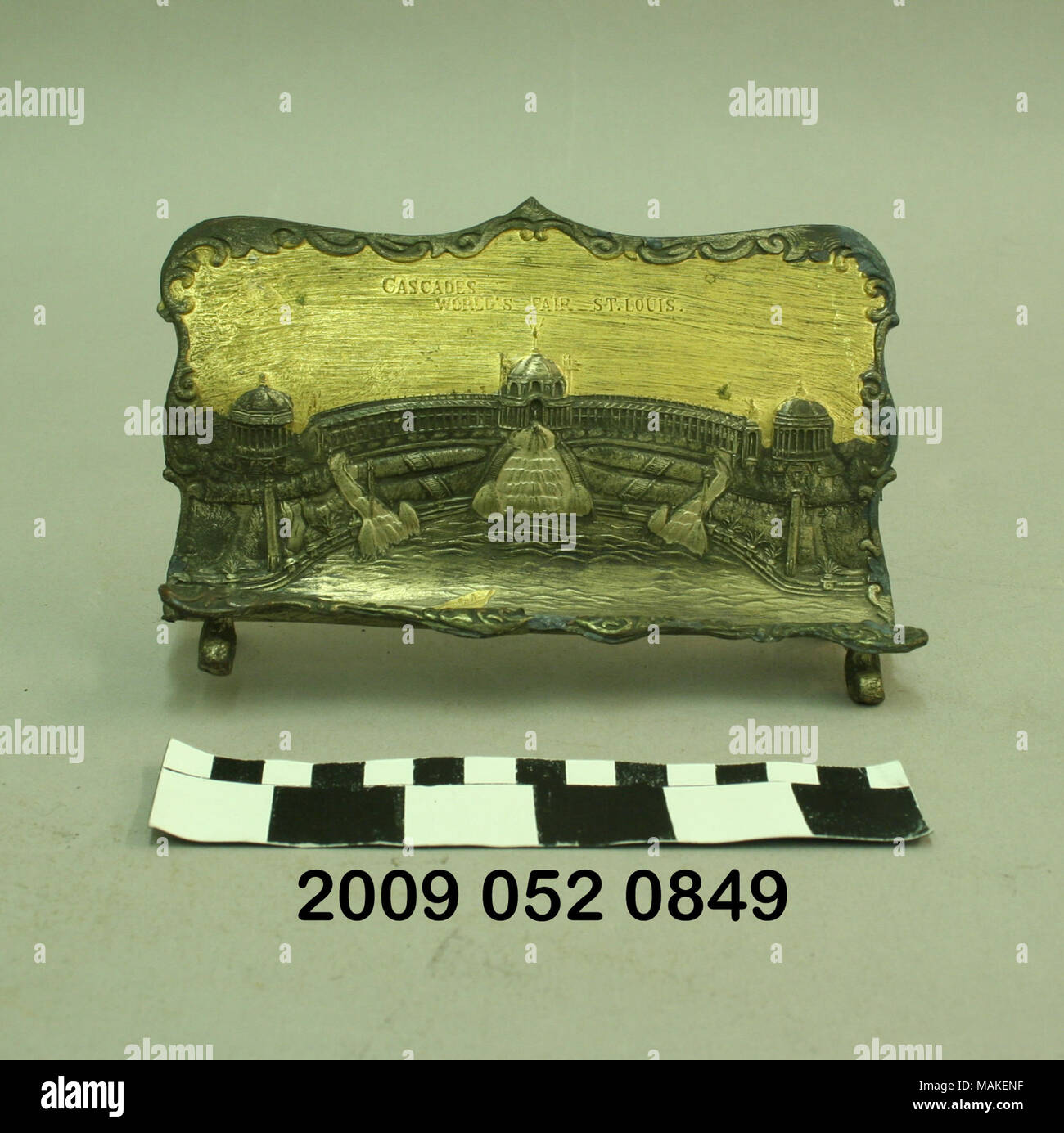 Letter holder shaped like a park bench made out of pot metal with a ...