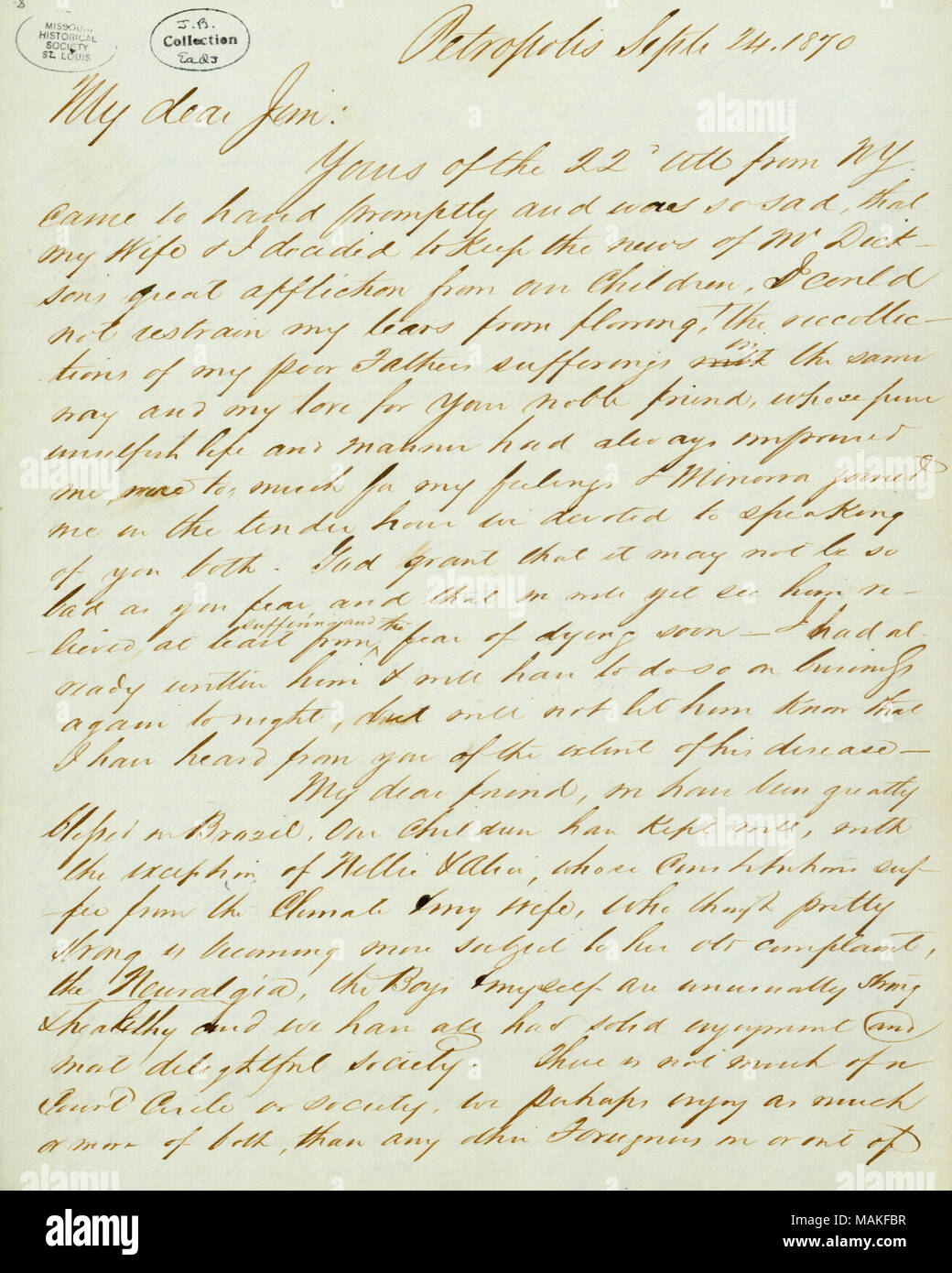 Letter from Henry T. Blow to Jim [Eads], September 24, 1870 . 24 ...