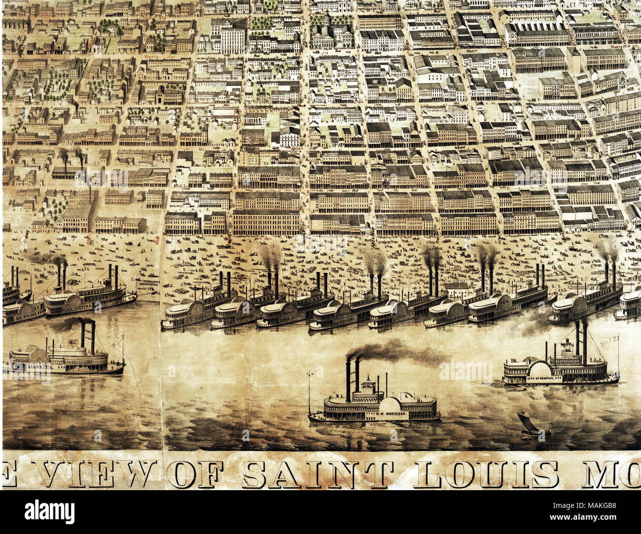 n21342.tif Lower right center detail. Bird's-Eye View of St. Louis, Mo ...