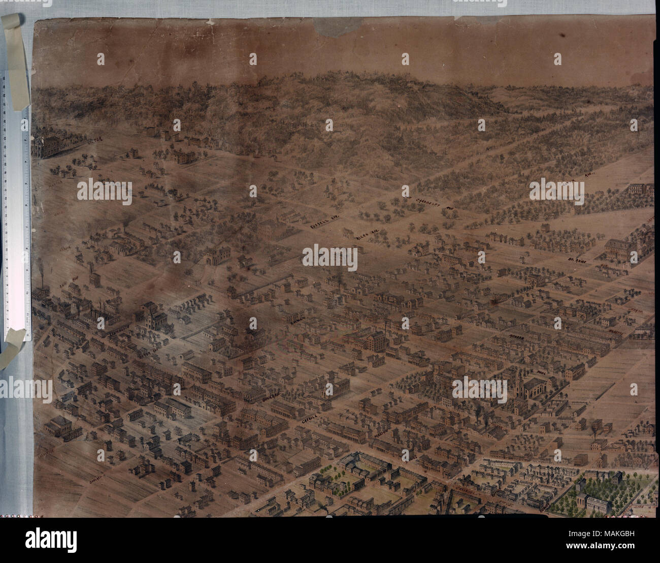 Title: Bird's-Eye View of St. Louis, Mo. [upper left detail]. . 1858 ...