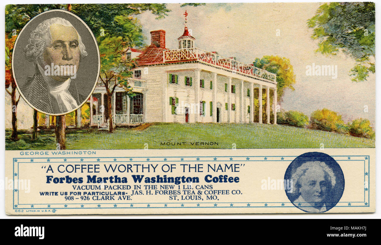 Horizontal, color image showing a view of Mount Vernon with an image of ...