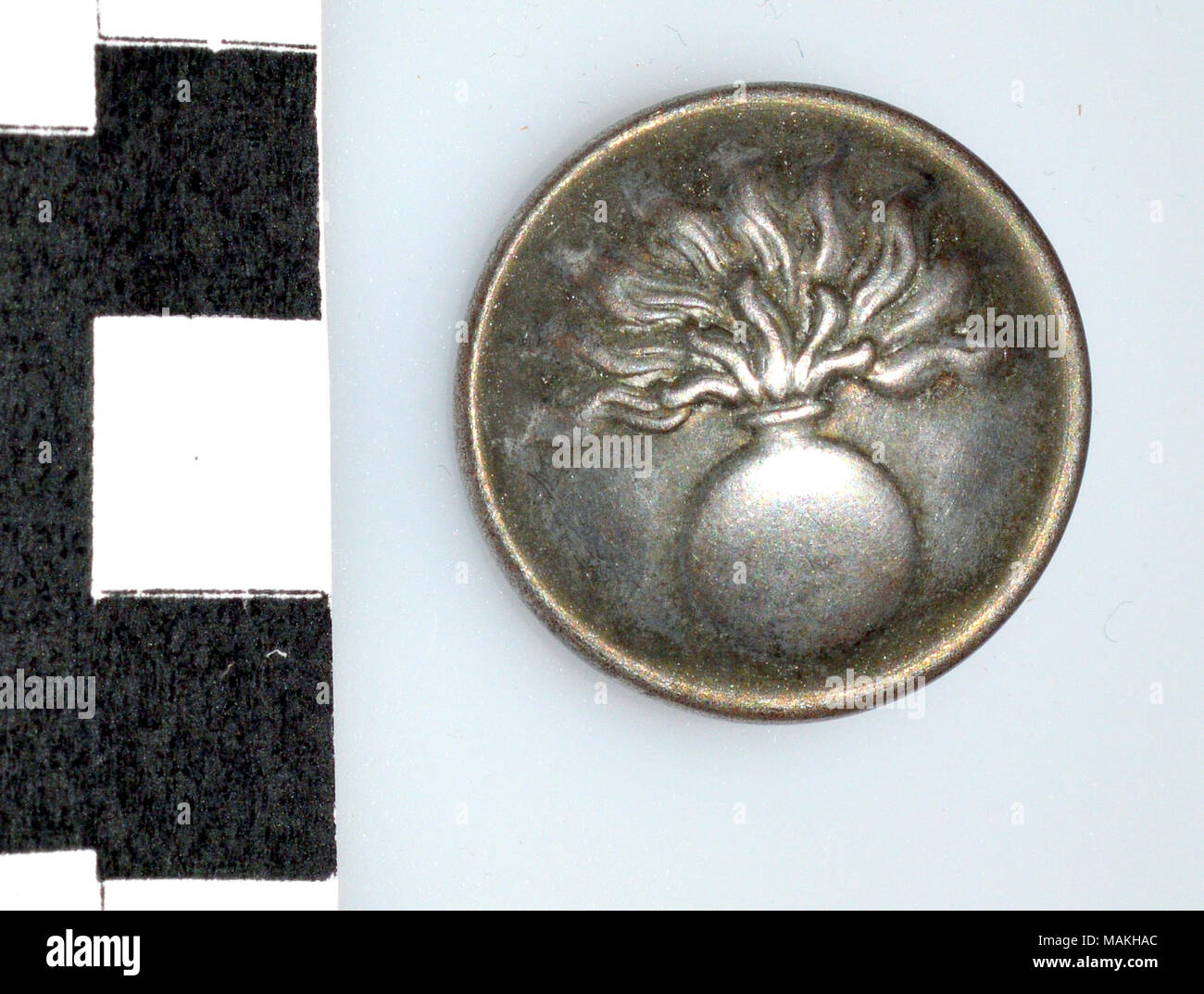 World War I French general service button in silver metal with a raised ...