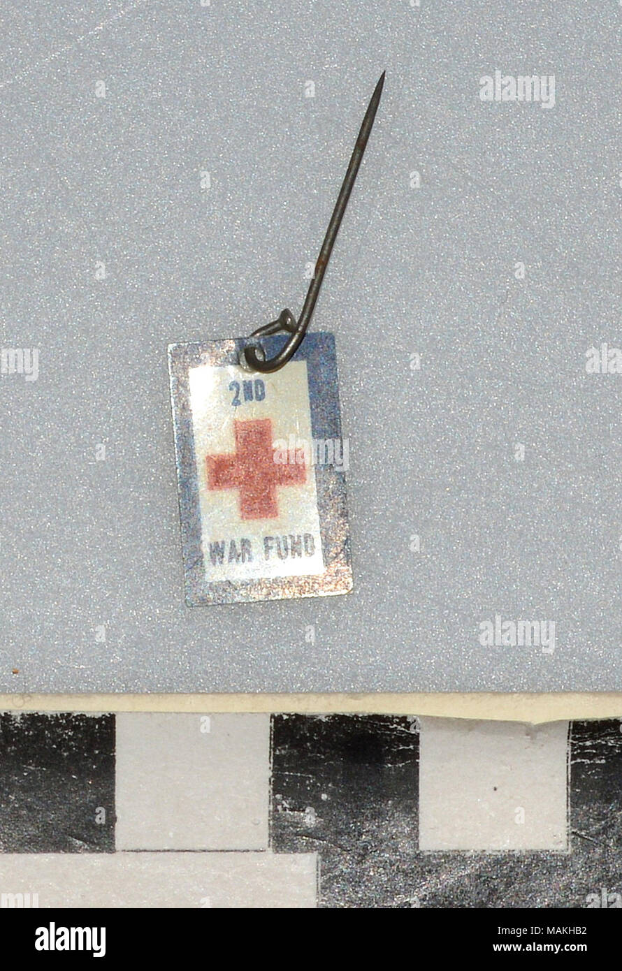 World War I American Red Cross pin. Small celluloid flag on bent ...