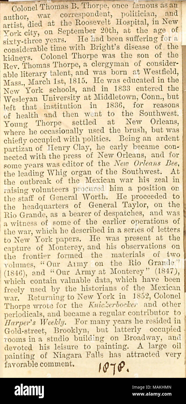 Thorpe thomas b hi-res stock photography and images - Alamy