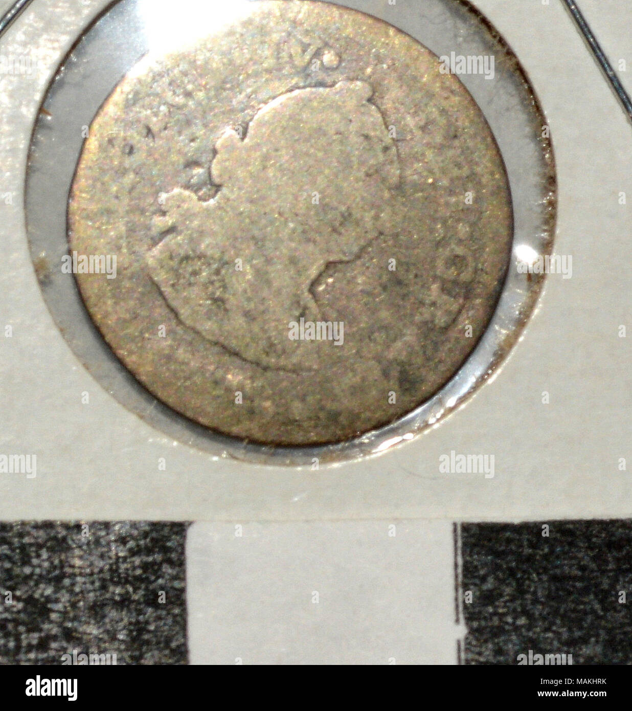 Small silver Spanish One Half Real coin minted in Mexico City circa ...