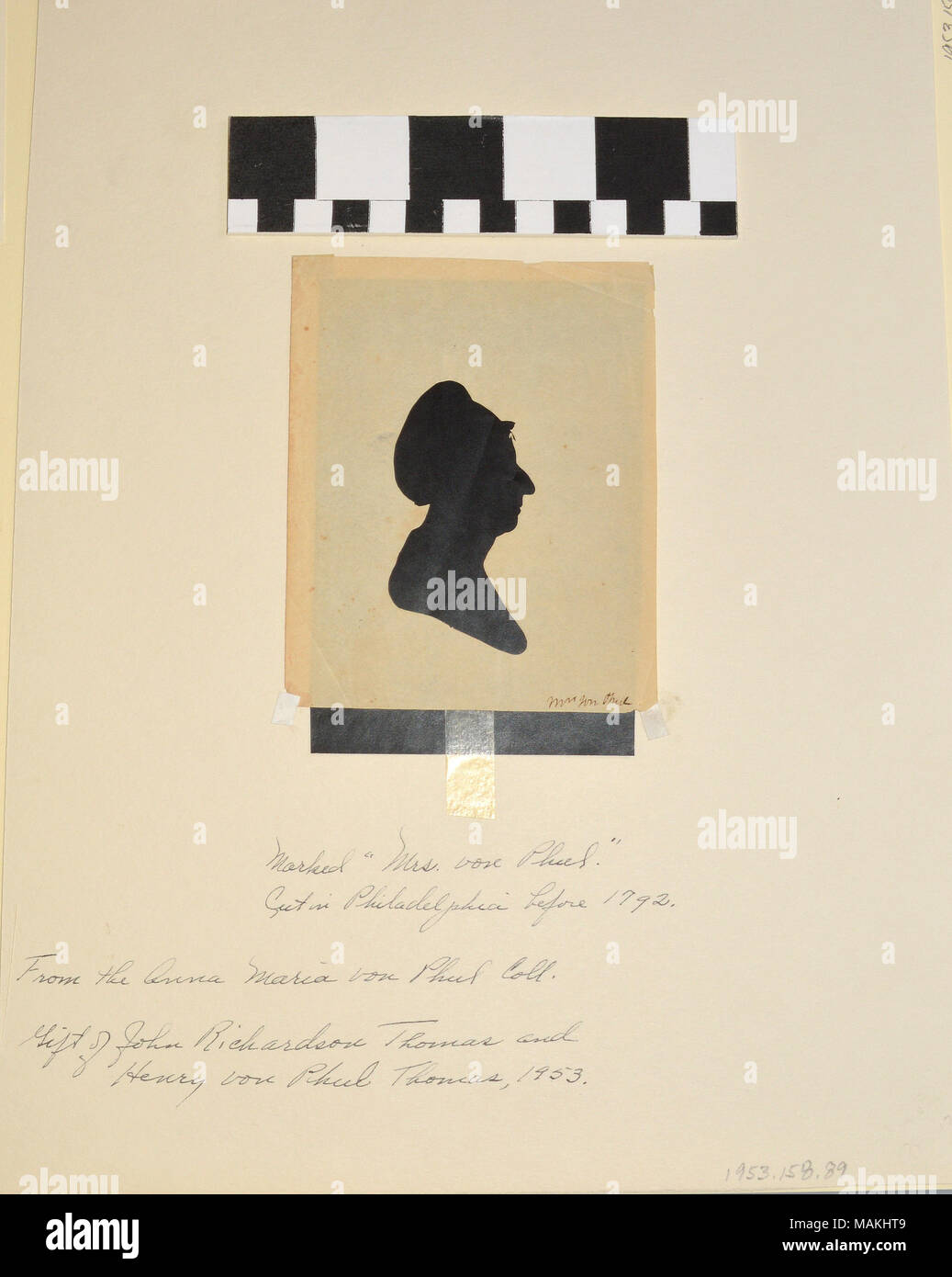 Silhouette cut from paper by Anna Maria Von Phul of the artist's mother ...