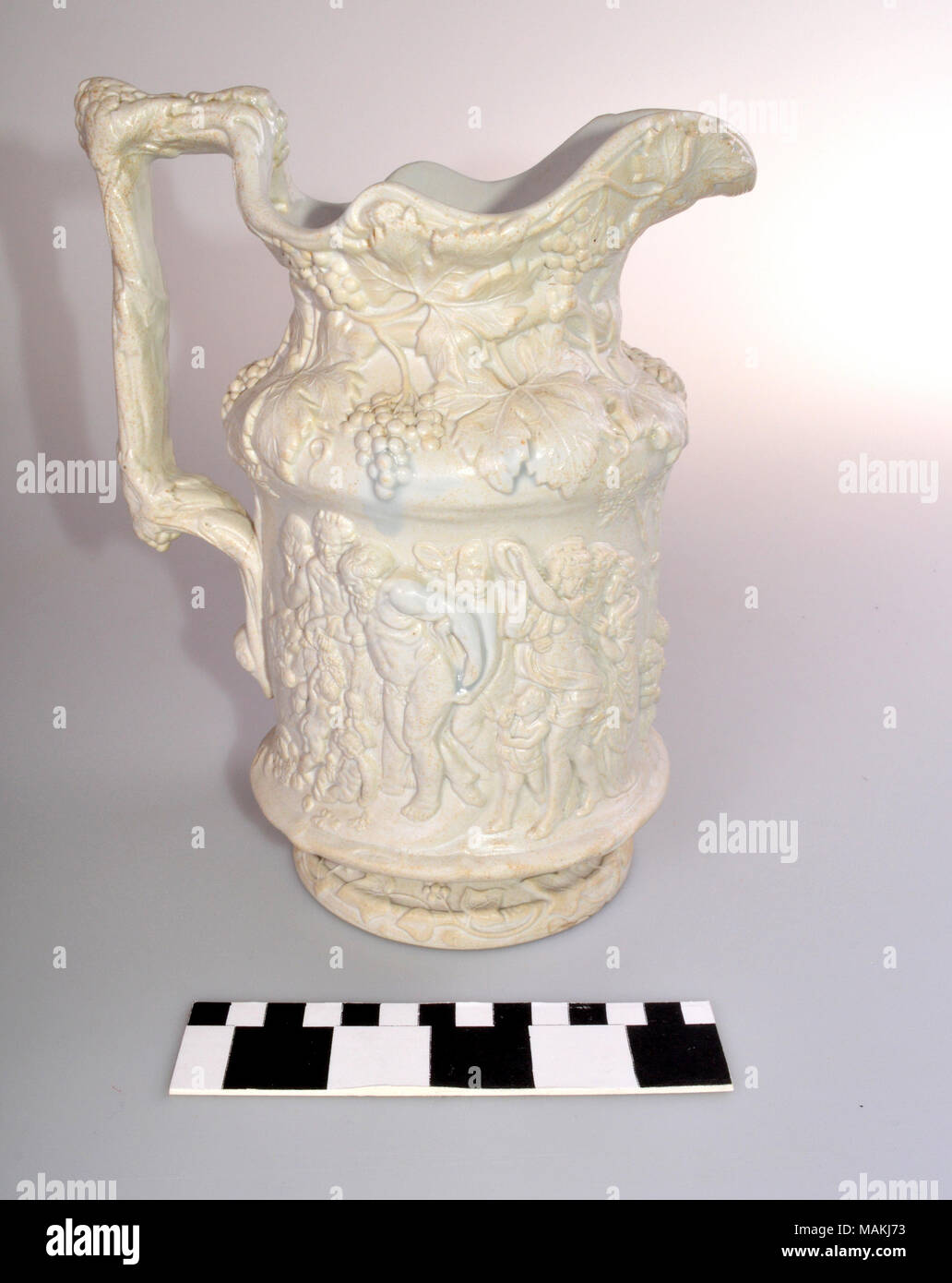 Porcelain pitcher with a scene of Dionysus or Bacchus and his followers ...