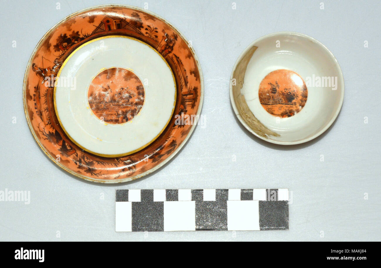 Ceramic cup and saucer, part of a Canton ware set purchased by Captain ...