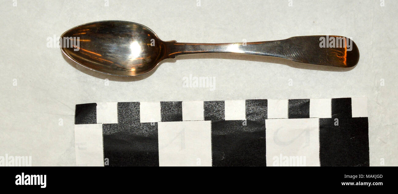 Silver teaspoon owned by Pierre Chouteau and engraved with his monogram ...