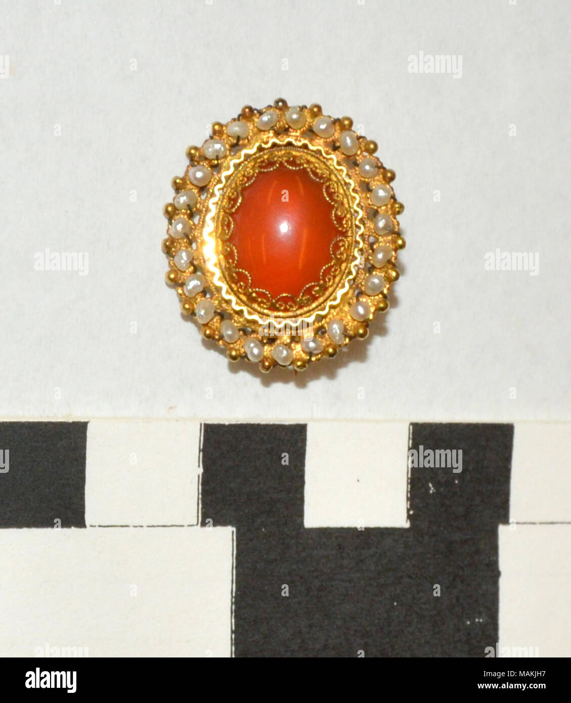 Oval carnelian and pearl brooch that was part of a set owned by Julia ...