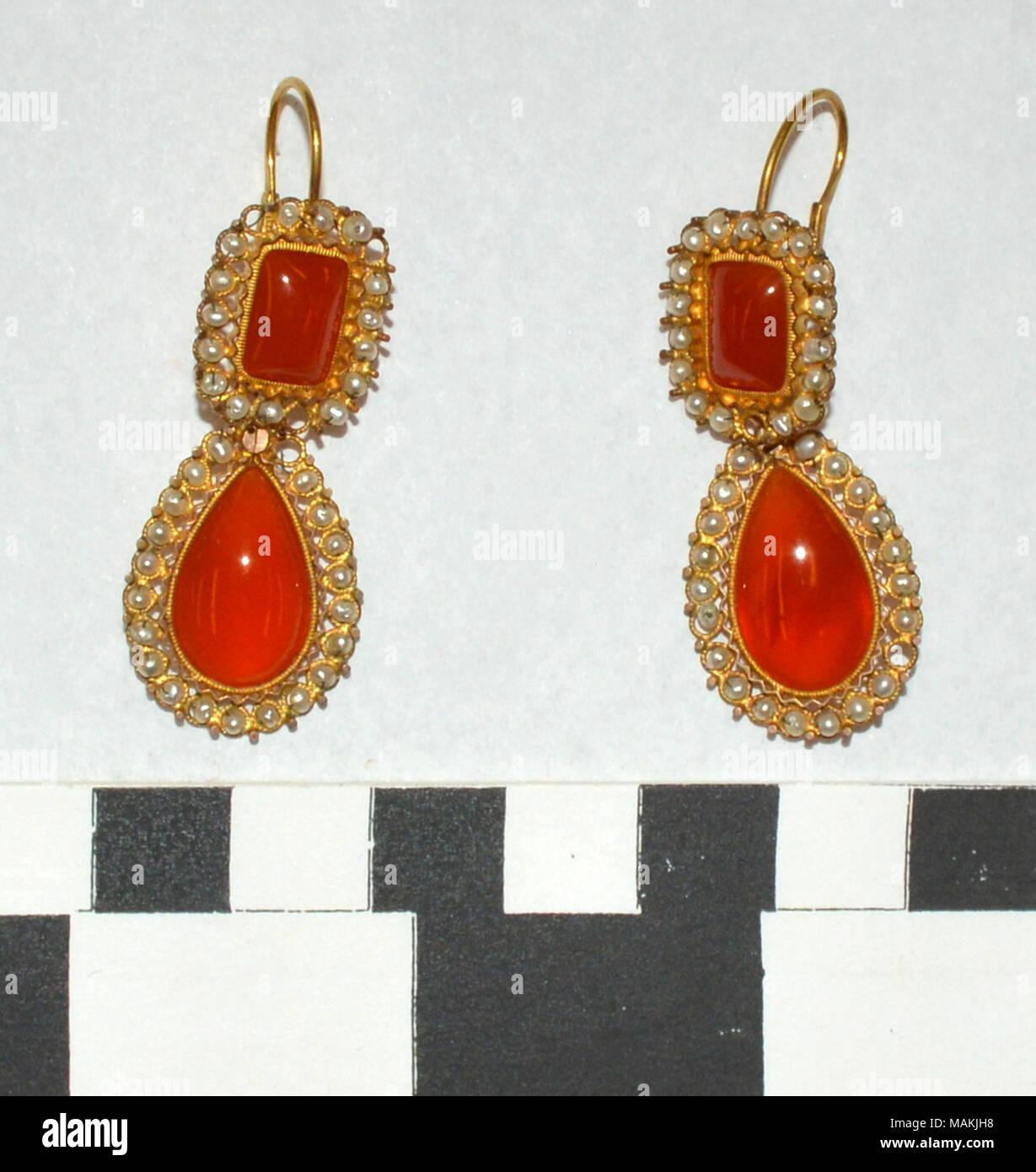 Teardrop cornelian earrings, part of a set owned by Julia Hancock Clark ...