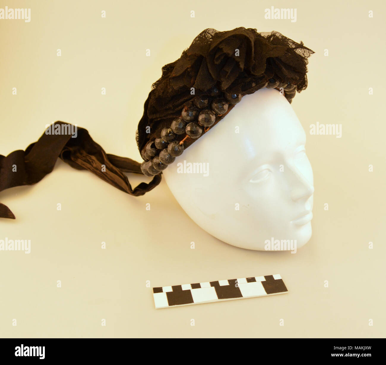 Black lace covered bonnet made in Paris worn by Elizabeth Albray Wessel ...