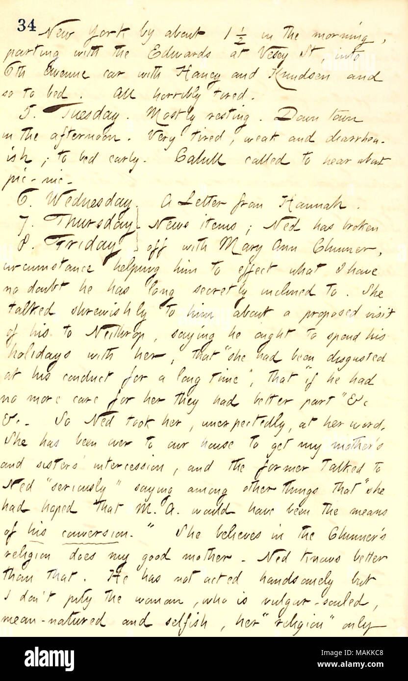 Describes a letter received from Hannah Bennett, which describes the ...