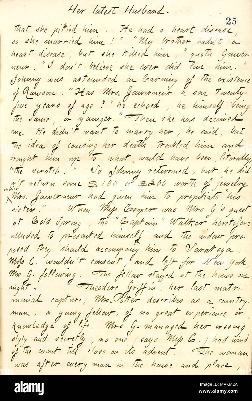 Describes a conversation with Catharine Potter and Lucia Cooper about ...