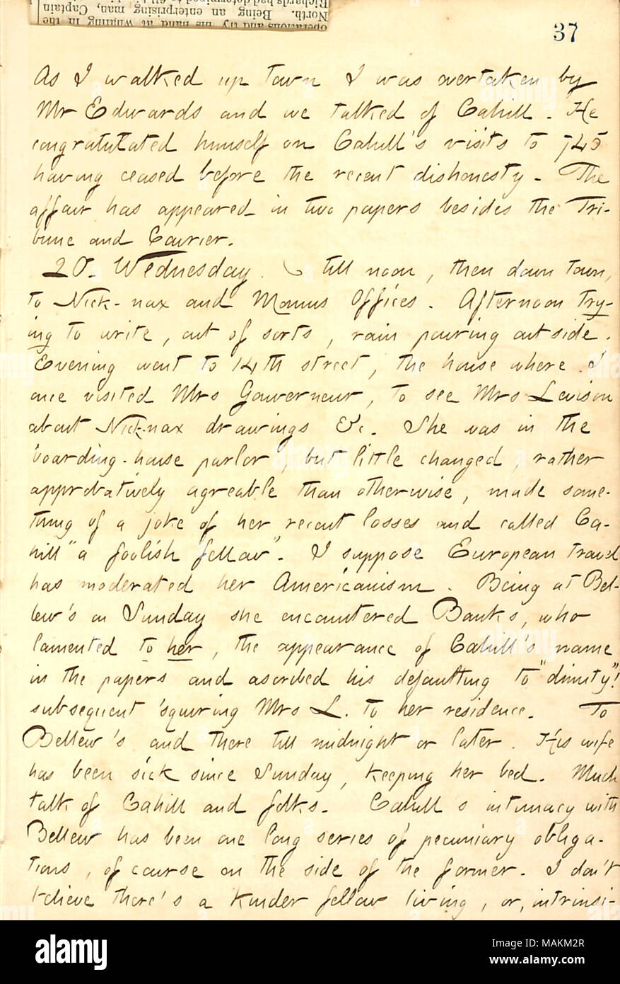 Describes paying a visit to Mrs. Levison to talk about Nick Nax ...