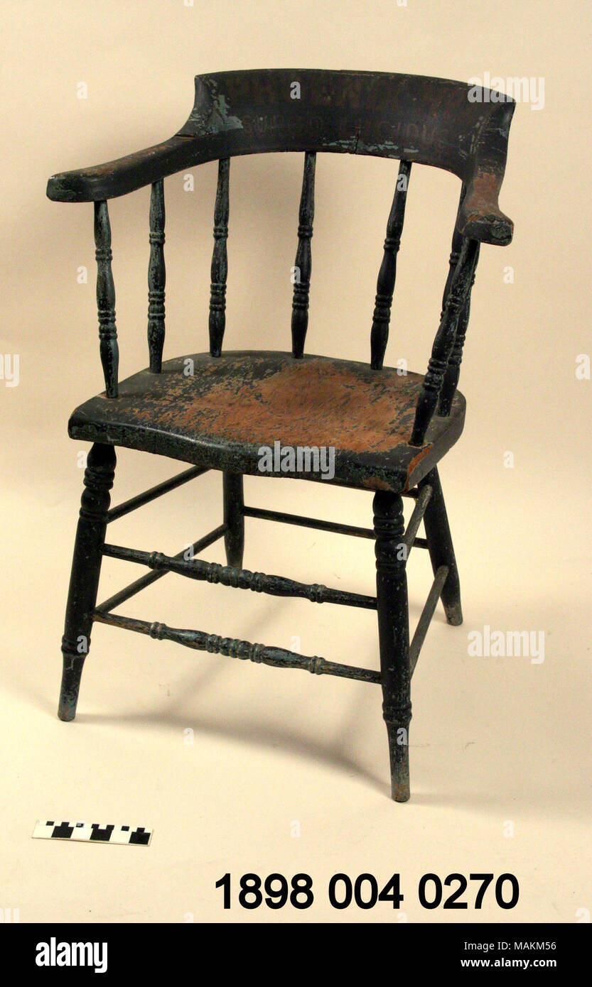 Windsor style fireman's chair from Phoenix Fire Co. painted blue Title ...