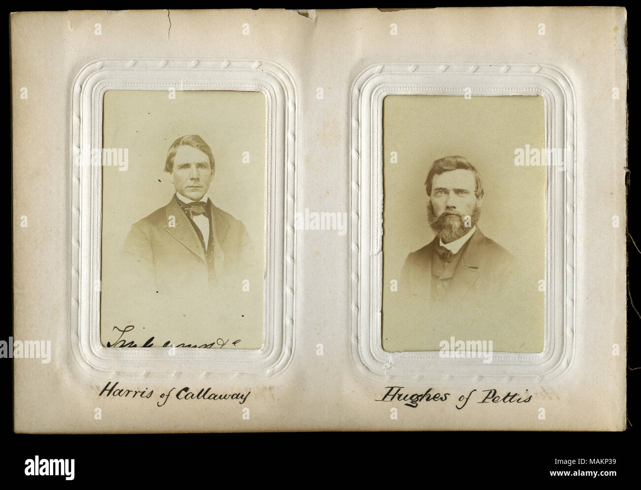 Page six of the album with two bust portraits--Thomas B. Harris (left ...