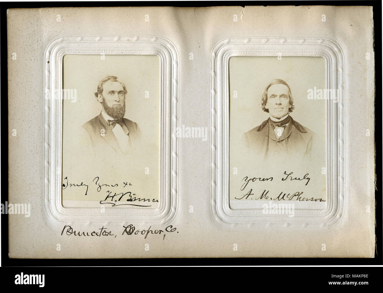Page sixteen of the album with bust portraits of Harvey Bunce (left ...