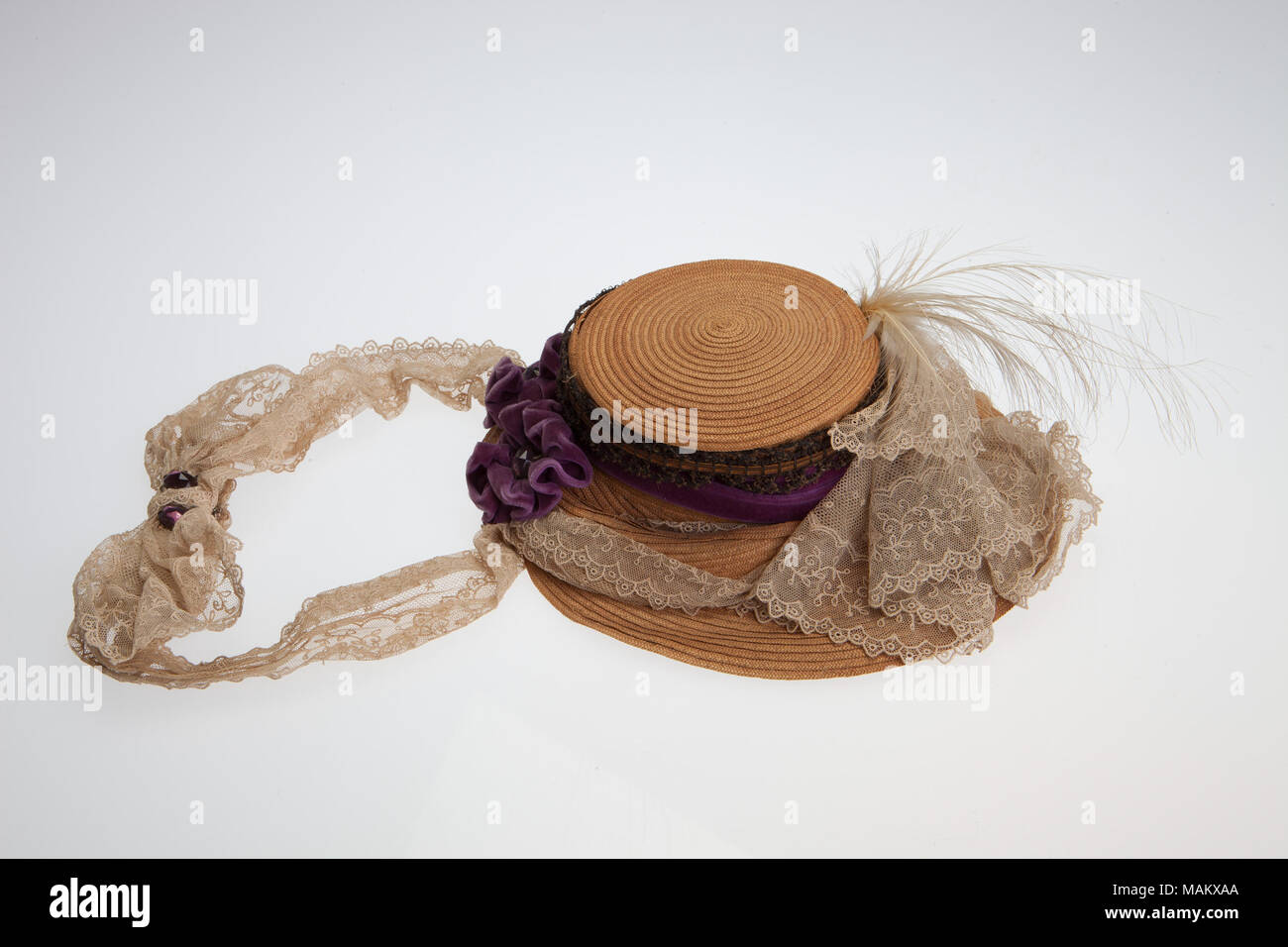 Woman's straw bonnet with jeweled bug made by A. Felix Brevete at 15 ...