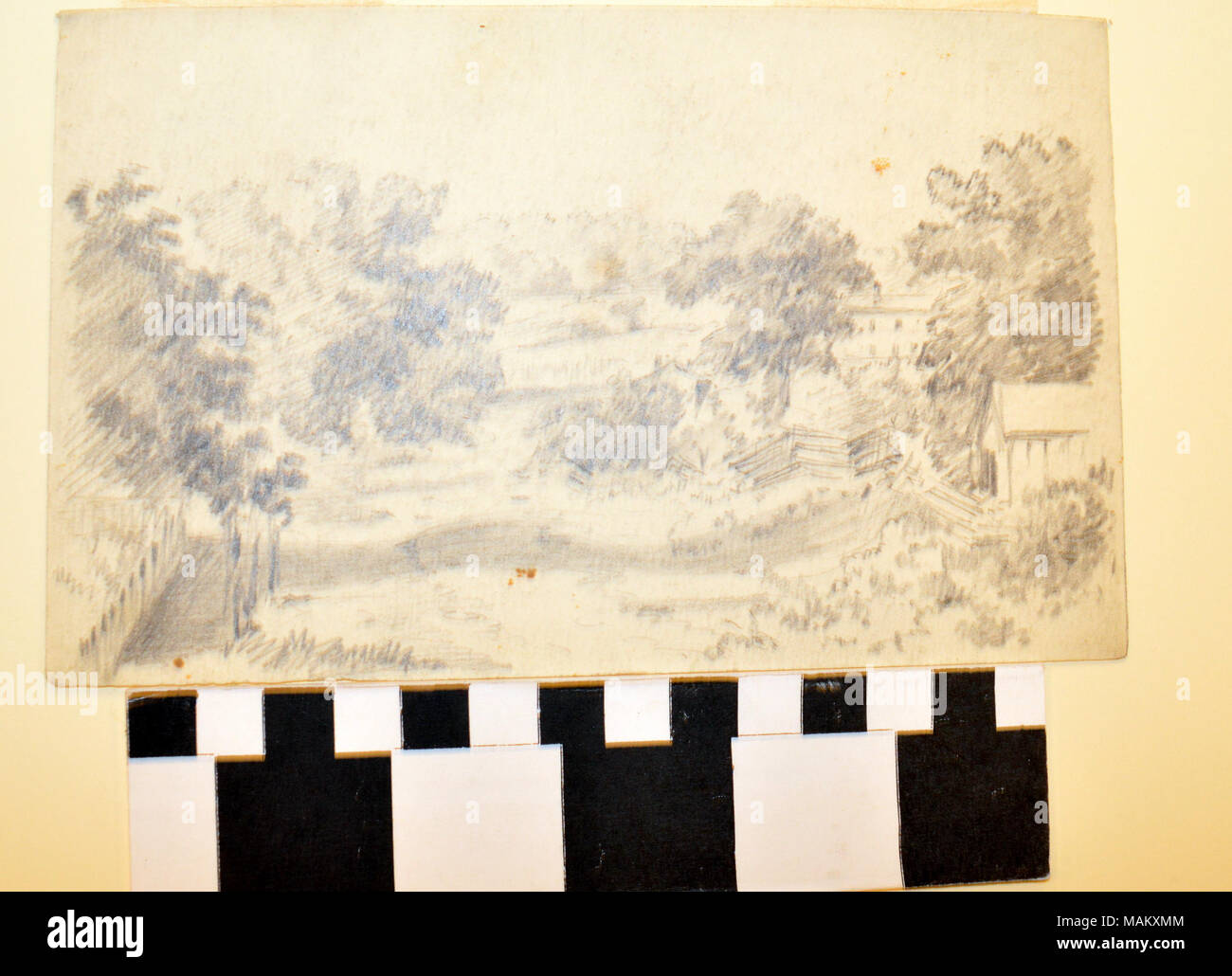 Pencil landscape sketch of Fredericktown, Missouri by Emile Herzinger ...