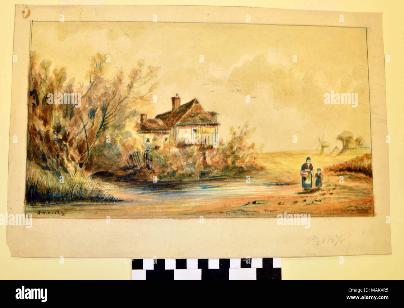 Watercolor painting of a country scene by John W. Herthel. Herthel ...