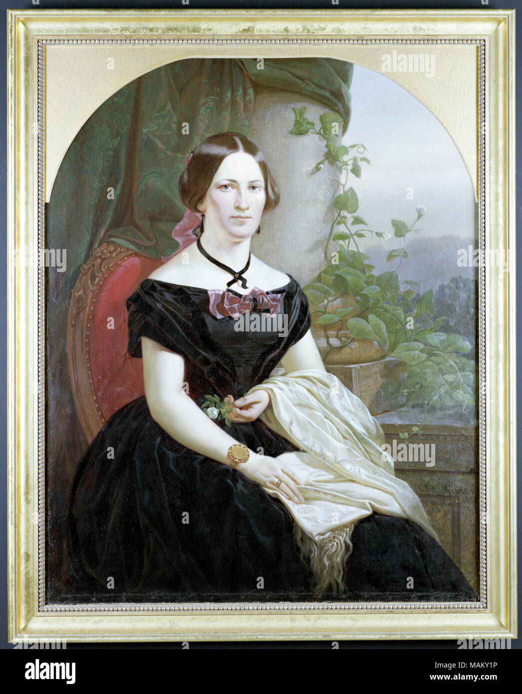 Oil portrait of Louise Bauer Lemp, second wife of Adam Lemp, by Carl ...