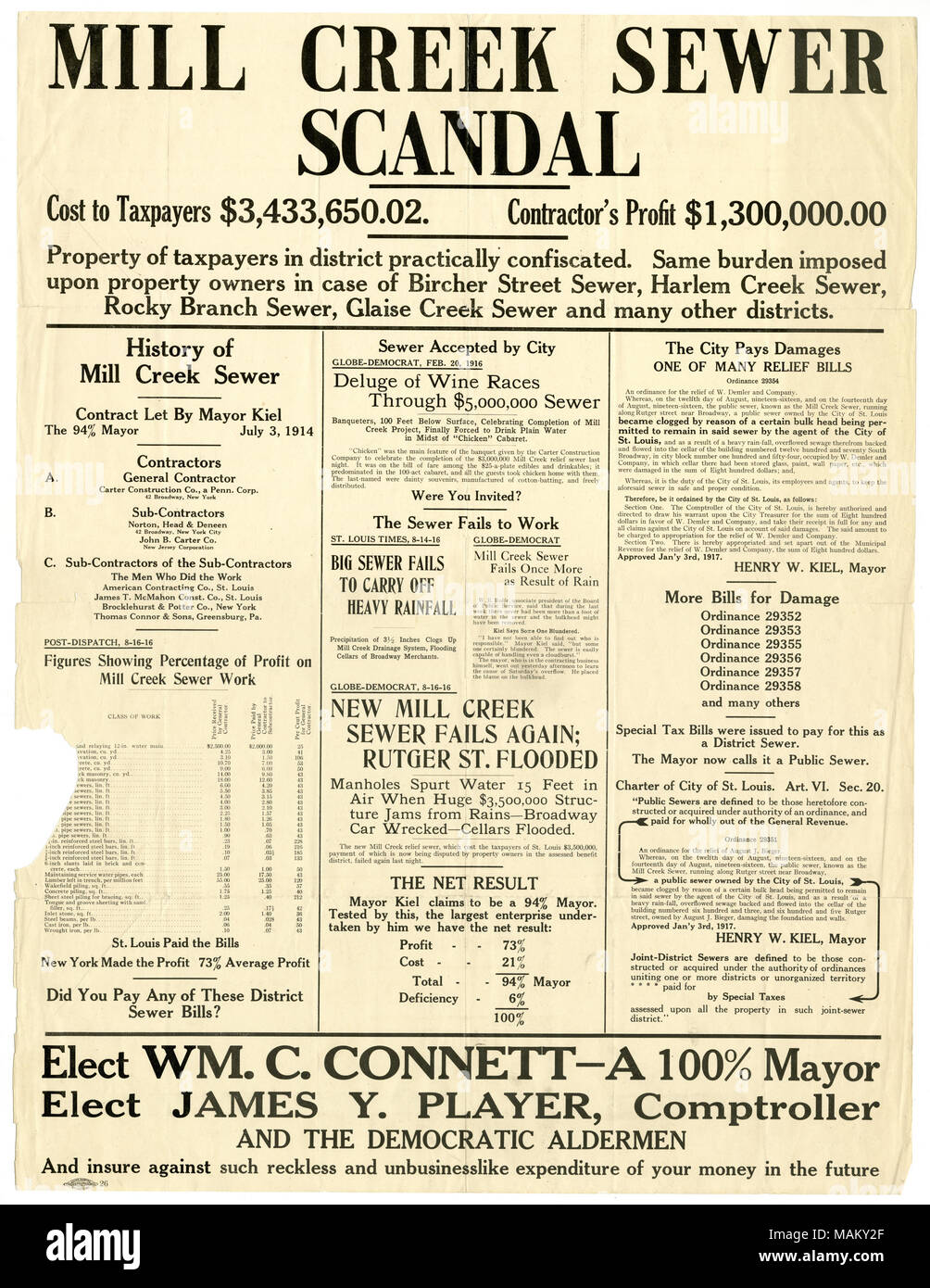 Title: Campaign broadside: 'Mill Creek Sewer Scandal, campaign for ...