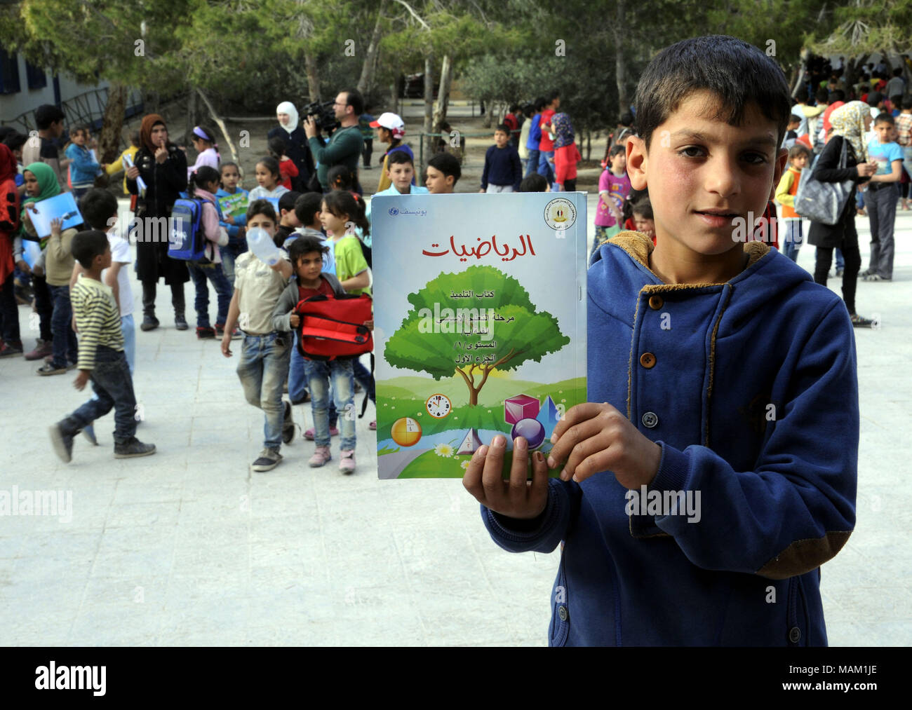 Damascus. 3rd Apr, 2018. A displaced boy from Damascus' Eastern Ghouta ...