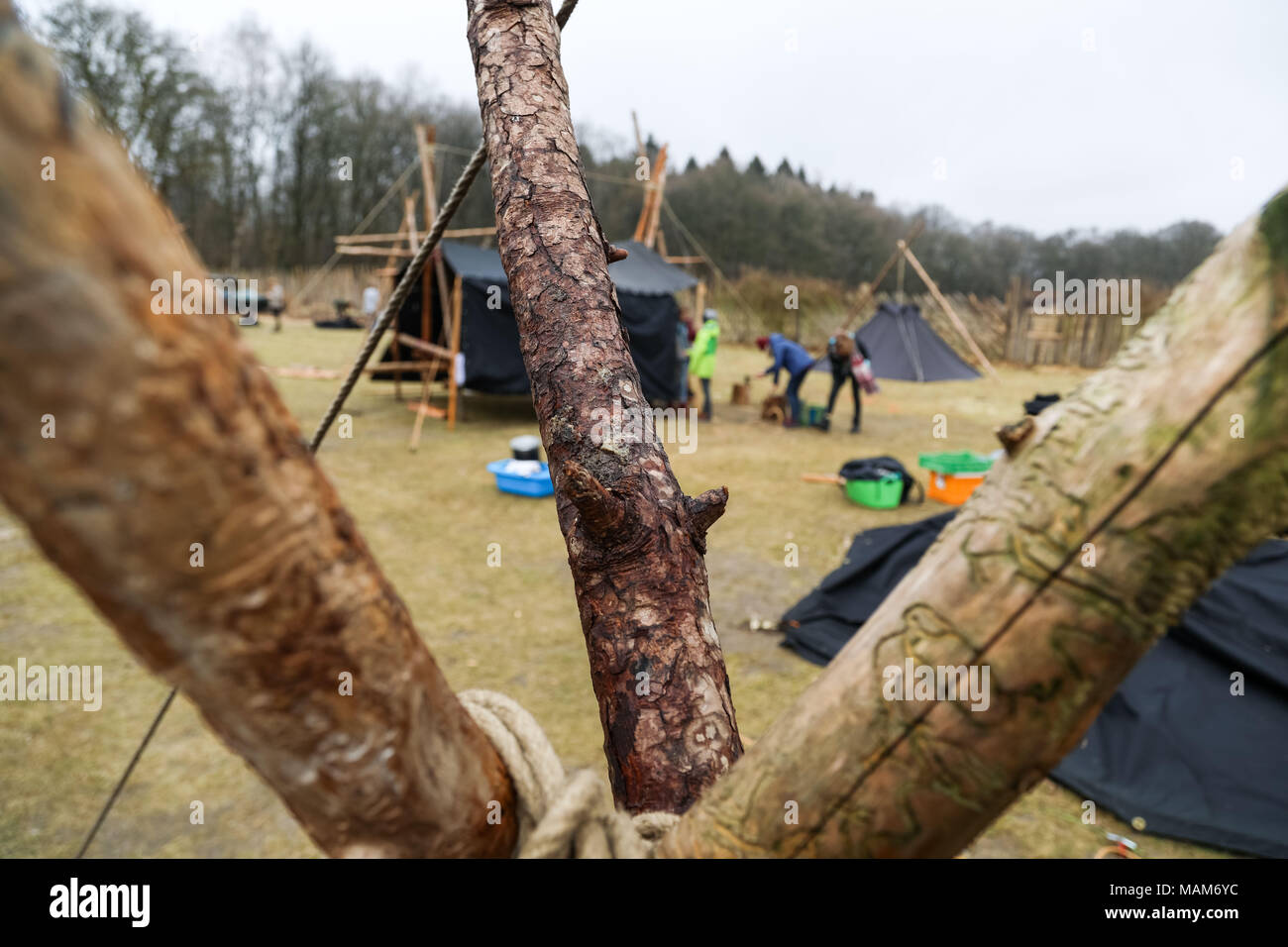 22 March 2018, Germany, Grossenkneten: Picture of the Pathfinders camp ...
