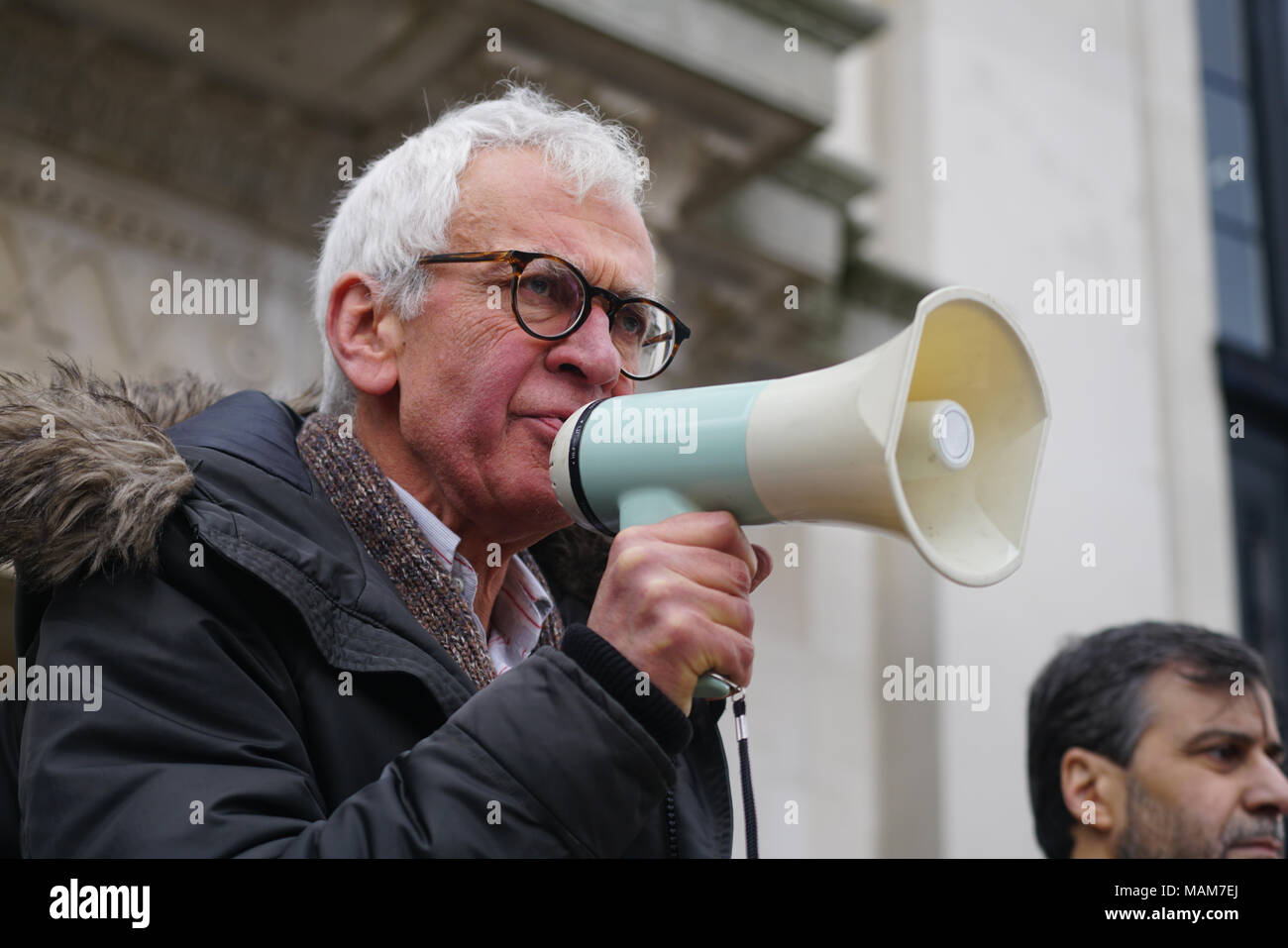 Islington, UK. 3rd Apr, 2018. Speaker against hate and in solidarity ...