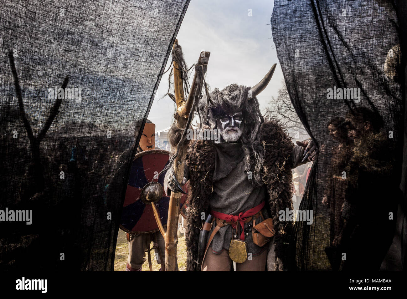 Krakow, Lesser Poland, Poland. 3rd Apr, 2018. Man dressed like a pagan ...