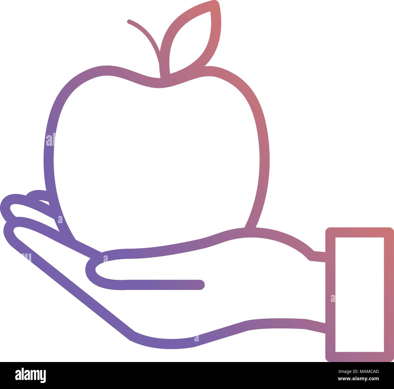 hand lifting apple fresh fruit icon vector illustration design Stock ...