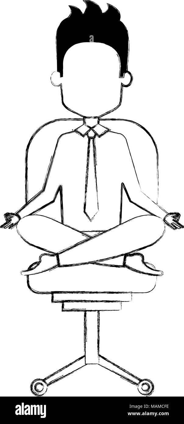 businessman doing the lotus position in office chair vector ...