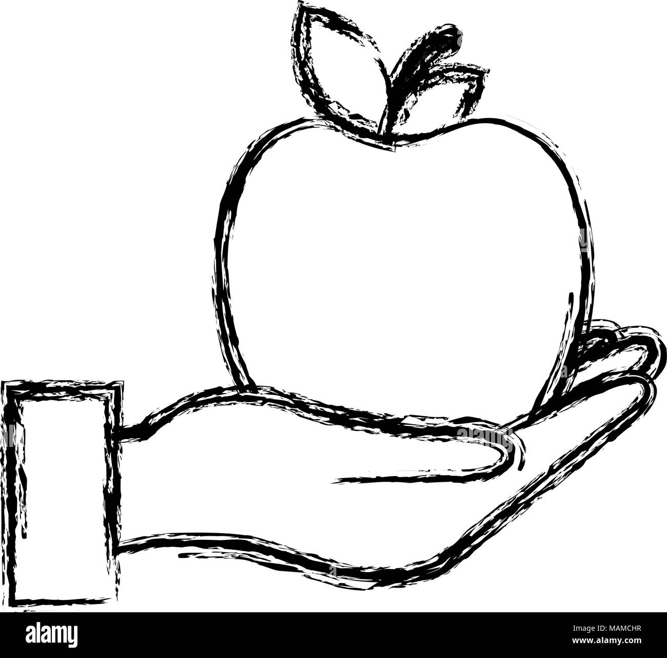 hand lifting apple fresh fruit icon vector illustration design Stock ...