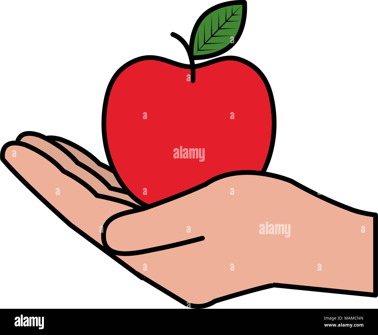 hand lifting apple fresh fruit icon vector illustration design Stock ...