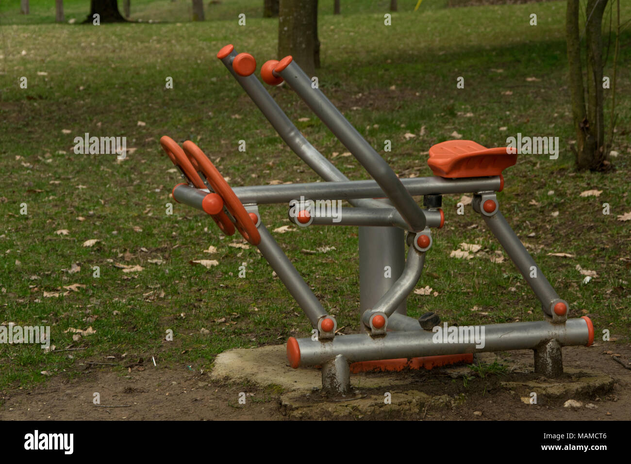Public fitness equipment in the park, healthy lifestyle concept Stock ...