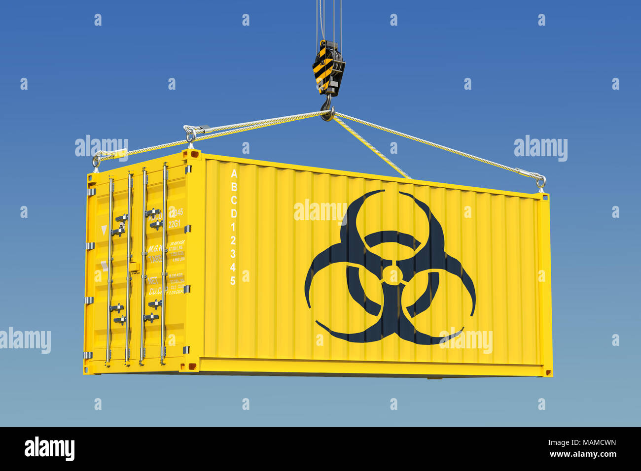 Cargo container with bio-hazard waste concept. 3D rendering Stock Photo ...