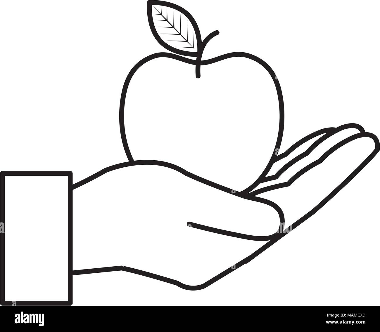 hand lifting apple fresh fruit icon Stock Vector Image & Art - Alamy
