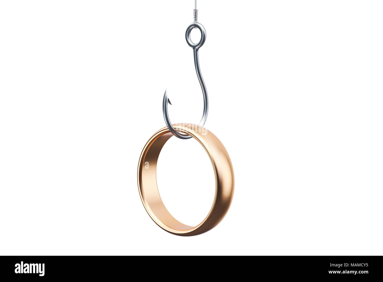 Hook with wedding ring, 3D rendering isolated on white background Stock ...