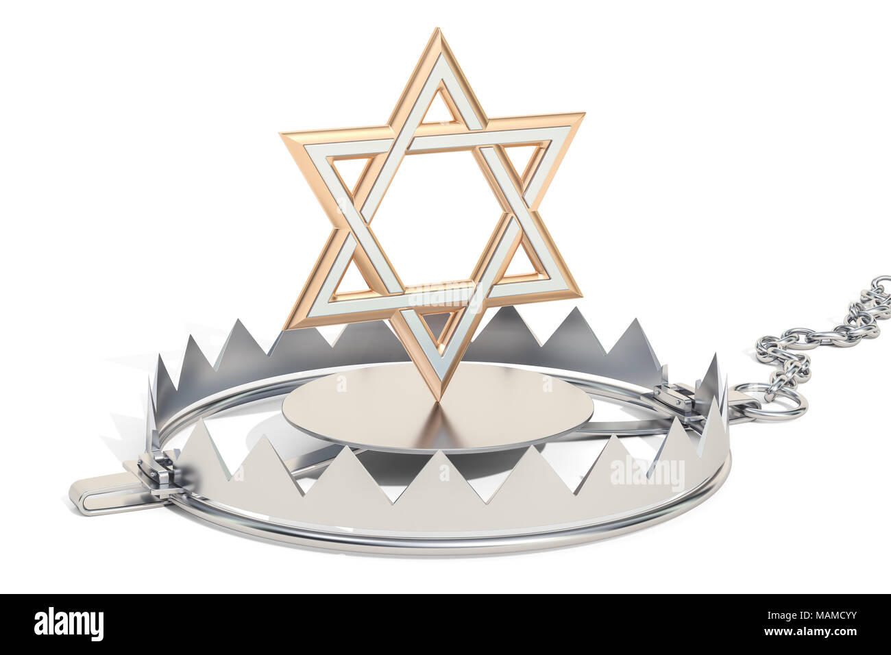 Trap with star of David, Religion Trap concept. 3D rendering isolated ...